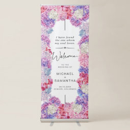 Cute Hydrangea Flower Custom Wedding Retractable Banner | Zazzle