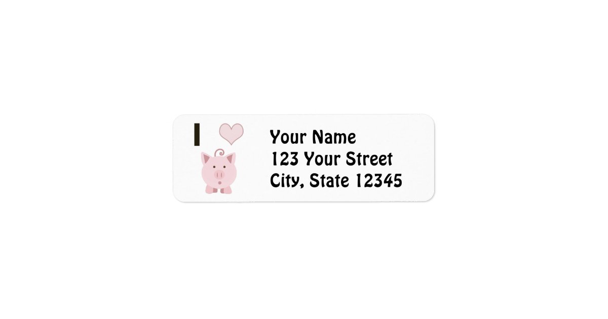 Cute I heart pigs Desgin Label | Zazzle