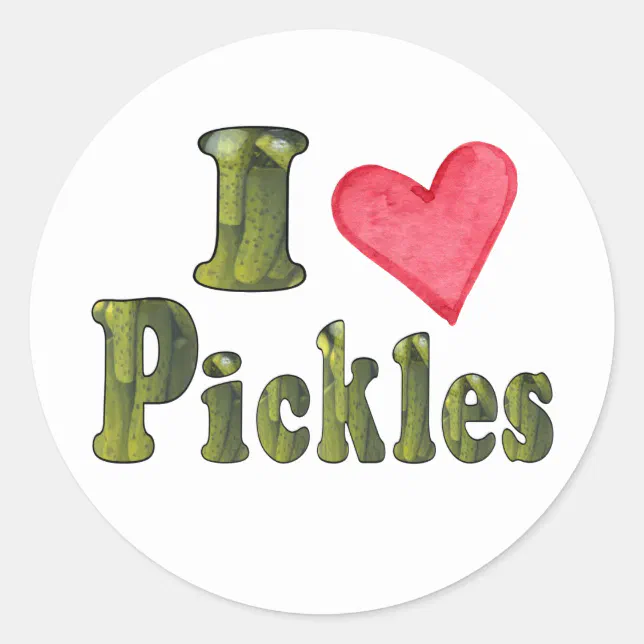 Cute I Love Heart Pickles Classic Round Sticker | Zazzle
