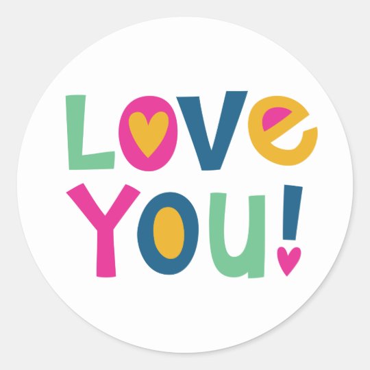 Cute I Love You Kids Valentine Classic Round Sticker | Zazzle.com