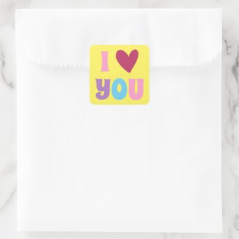 Cute I love you Square Sticker | Zazzle