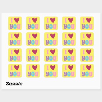 Cute I love you Square Sticker | Zazzle