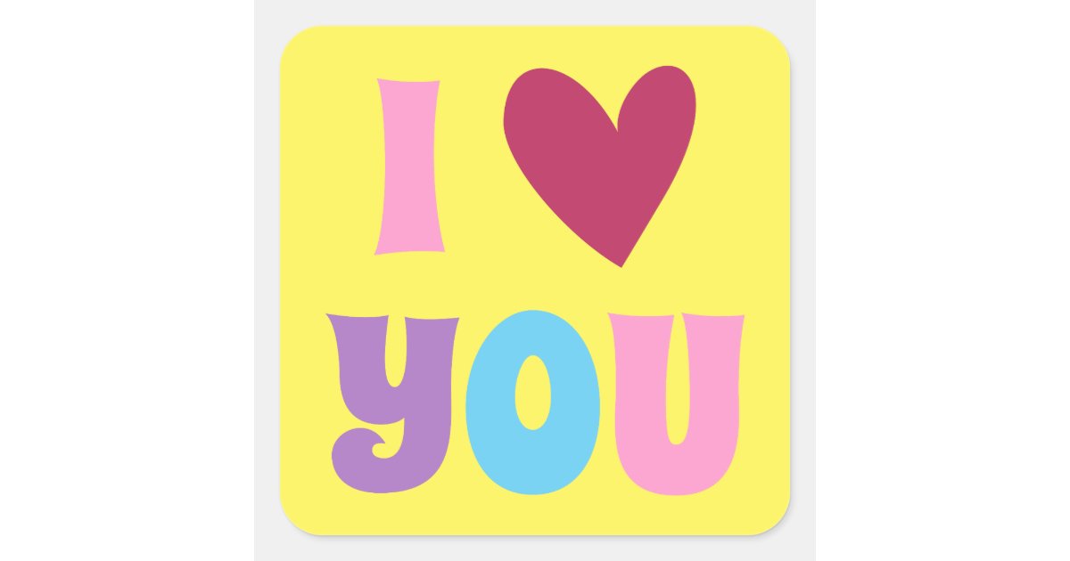 Cute I love you Square Sticker | Zazzle