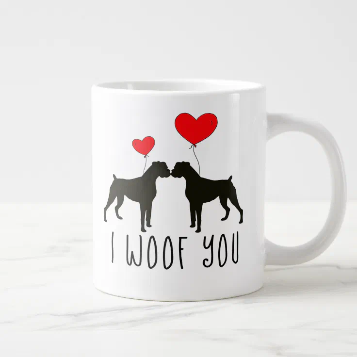 Cute I Woof You | Boxer Dog Giant Coffee Mug | Zazzle