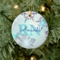 Cute Ice Blue Snowflake Personalized Name RN Nurse Ceramic Ornament ...