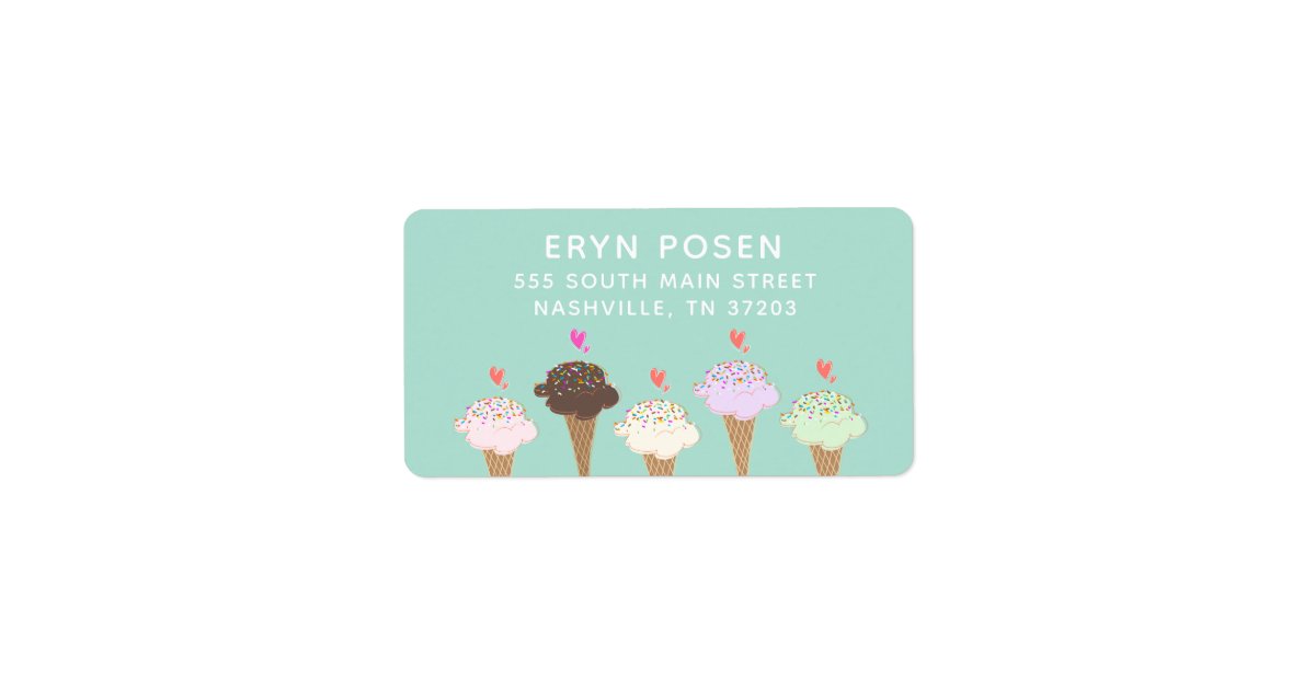 Cute Ice Cream Cones Label | Zazzle