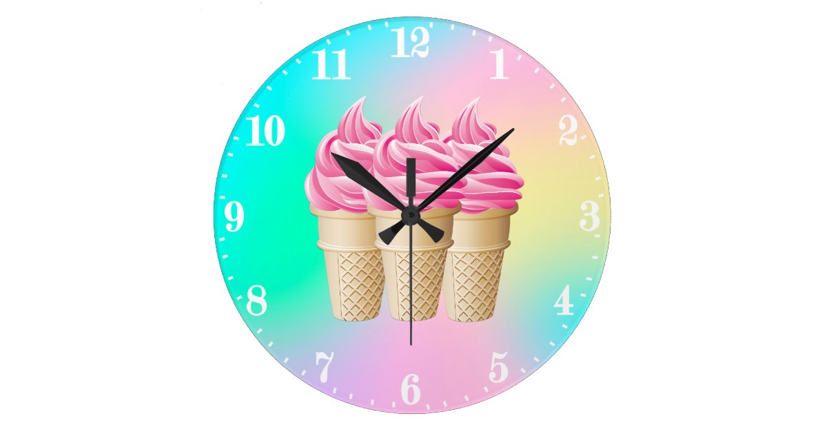 cute ice cream decor Large Clock | Zazzle.com