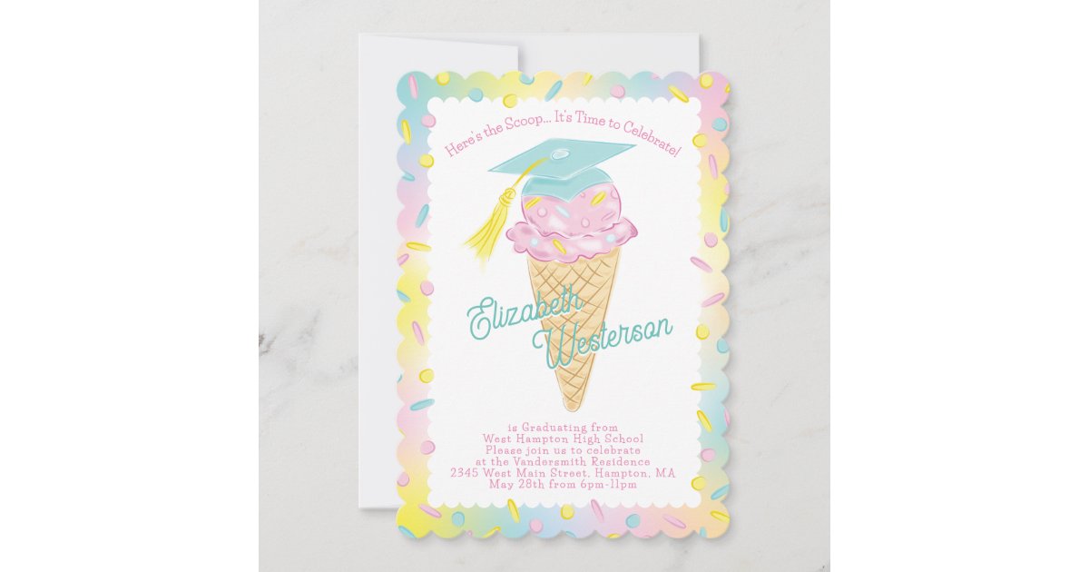 Cute Ice Cream Graduation Party Invitation | Zazzle