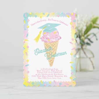 Cute Ice Cream Graduation Party Invitation | Zazzle