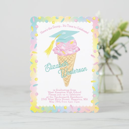 Cute Ice Cream Graduation Party Invitation | Zazzle