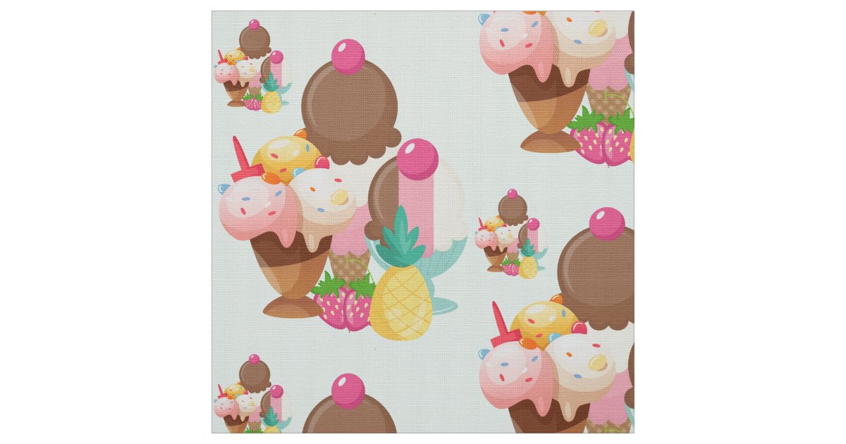 Cute Ice Cream Pattern Fabric | Zazzle