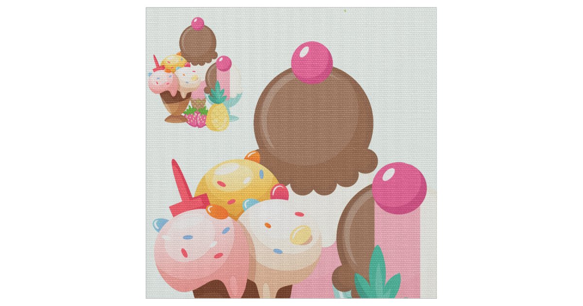 Cute Ice Cream Pattern Fabric | Zazzle