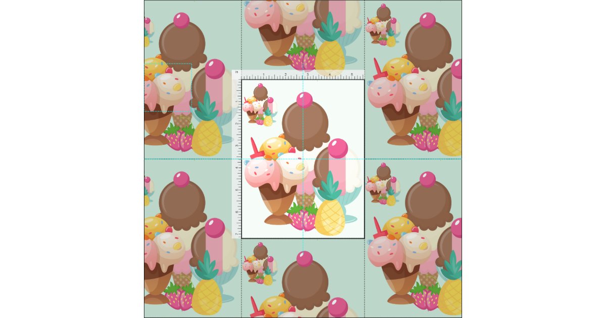 Cute Ice Cream Pattern Fabric | Zazzle
