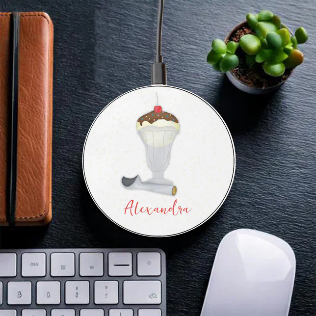 Cute Ice Cream Personalized Wireless Charger | Zazzle