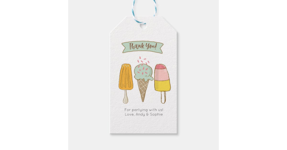 Cute Ice cream Thank you tags | Favor tags | Zazzle