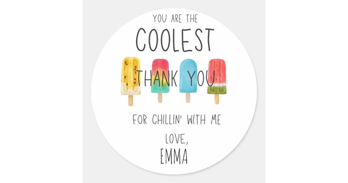Cute Ice pop birthday Thank you Favor Classic Round Sticker | Zazzle