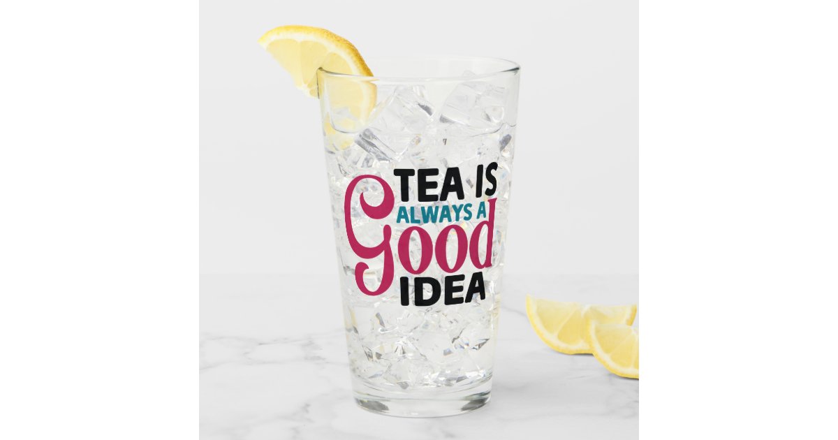 cute iced tea lovers word art glass | Zazzle