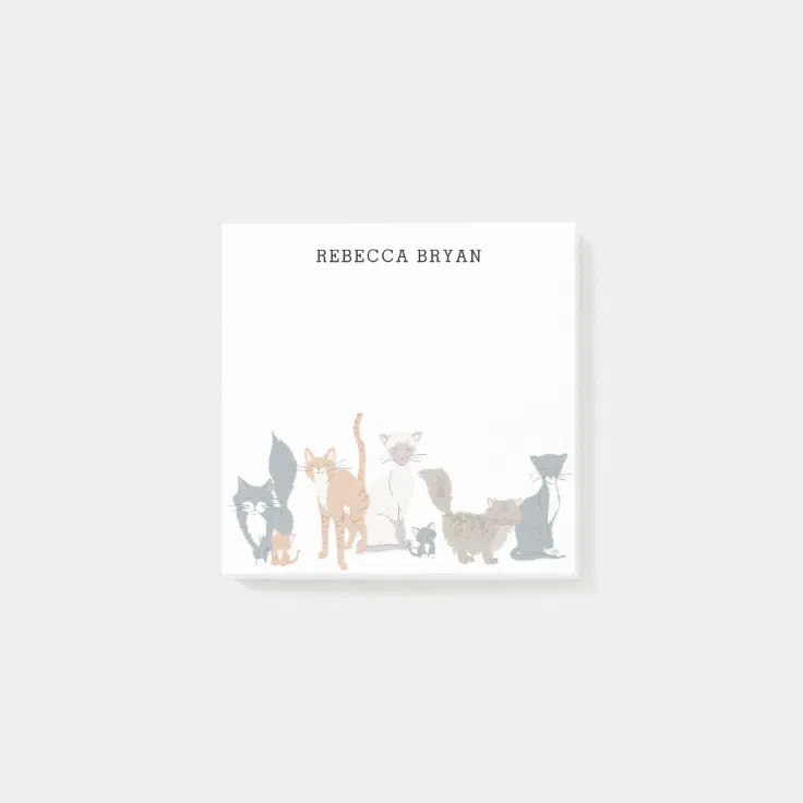 Cute Illustrated Cat Breeds Personalized 01 Post-it Notes | Zazzle