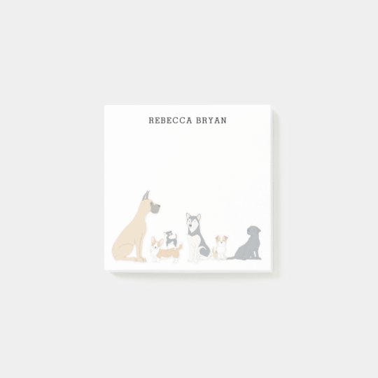 Cute Illustrated Dog Breeds Personalized Post-it Notes | Zazzle.com