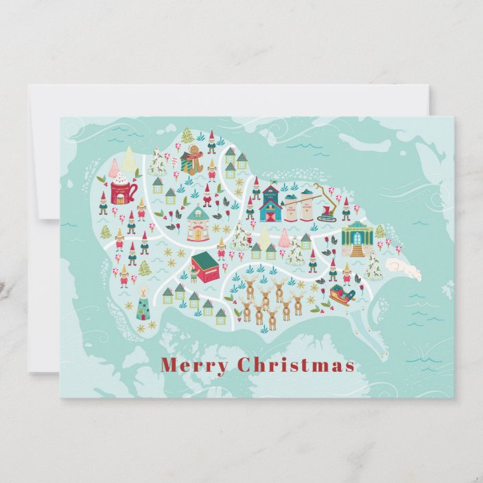 Cute Illustrated North Pole Village Map Holiday | Zazzle.com