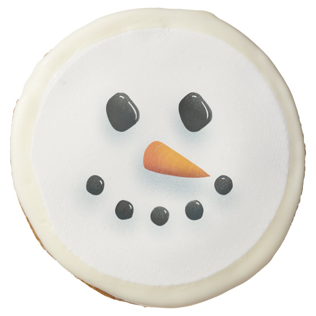Cute Illustrated Snowman Face Christmas Holiday Sugar Cookie | Zazzle