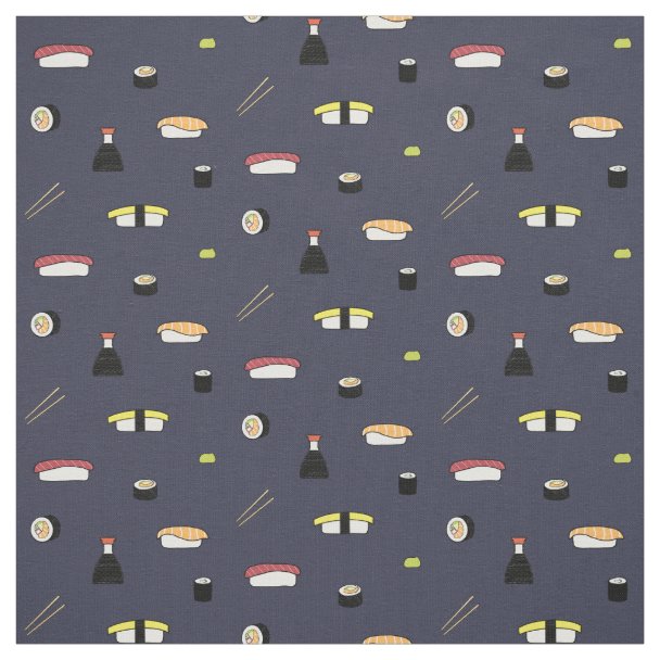 Mickey Mouse Sushi Icon Pattern Fabric | Zazzle