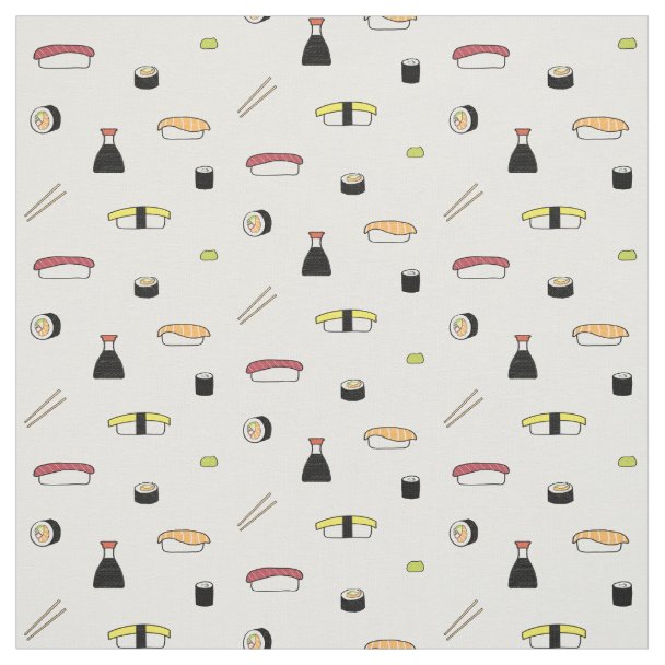 Mickey Mouse Sushi Icon Pattern Fabric | Zazzle