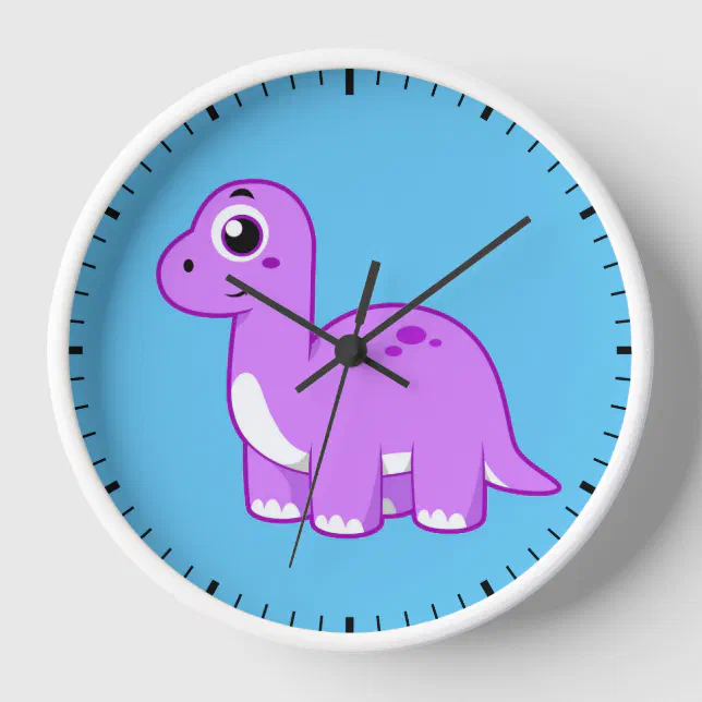 Cute Illustration Of A Brontosaurus Dinosaur. Clock | Zazzle