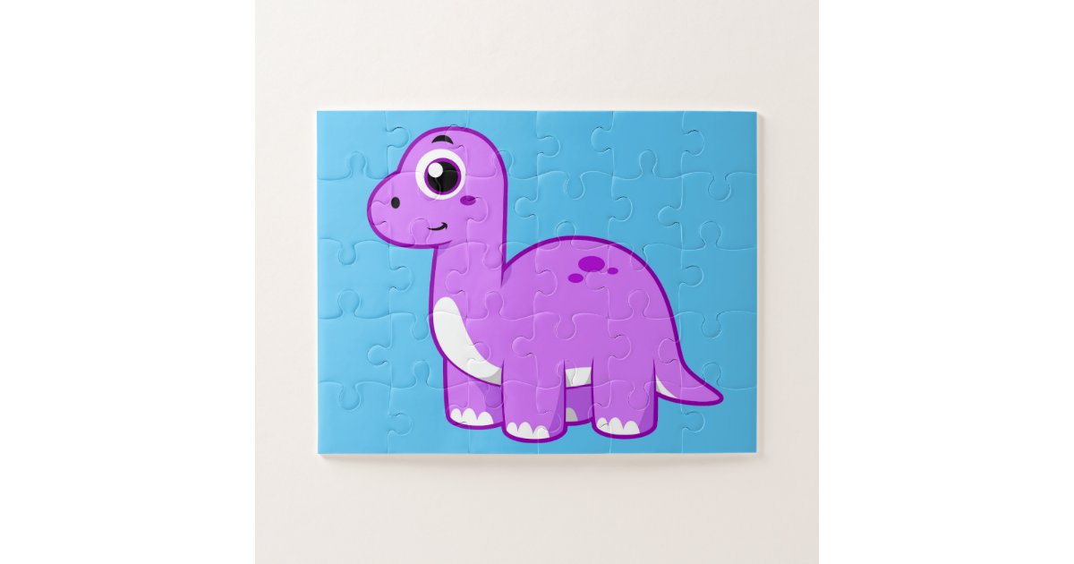 Cute Illustration Of A Brontosaurus Dinosaur. Jigsaw Puzzle | Zazzle
