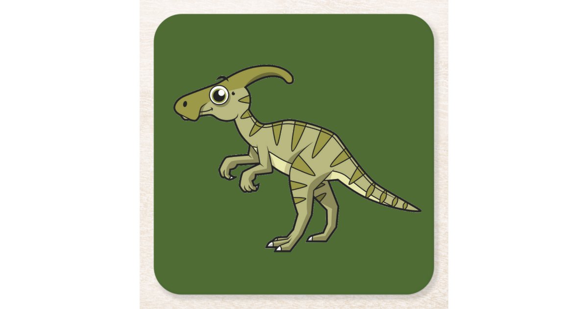 Cute Illustration Of A Parasaurolophus Dinosaur. 3 Square Paper Coaster ...