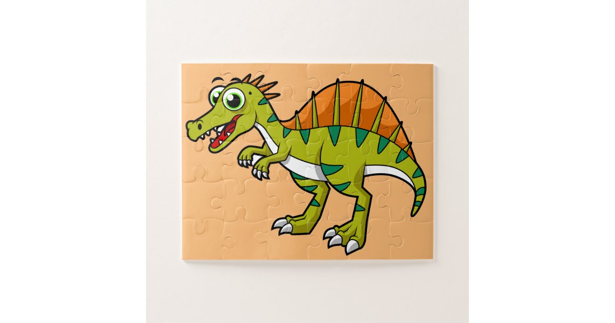 Cute Illustration Of A Smiling Spinosaurus. Jigsaw Puzzle | Zazzle