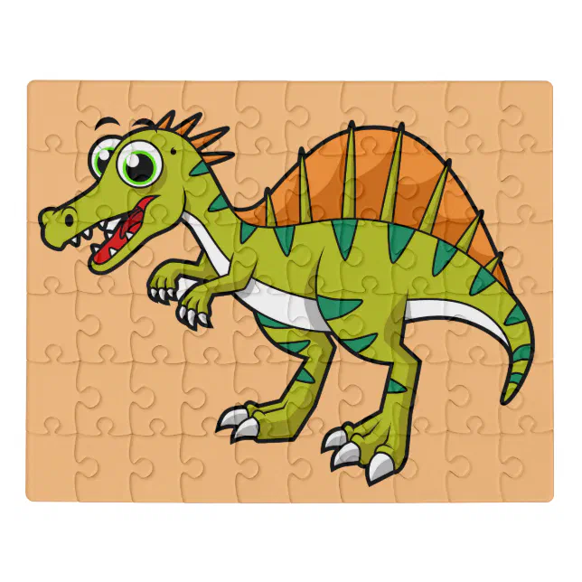 Cute Illustration Of A Smiling Spinosaurus. Jigsaw Puzzle | Zazzle