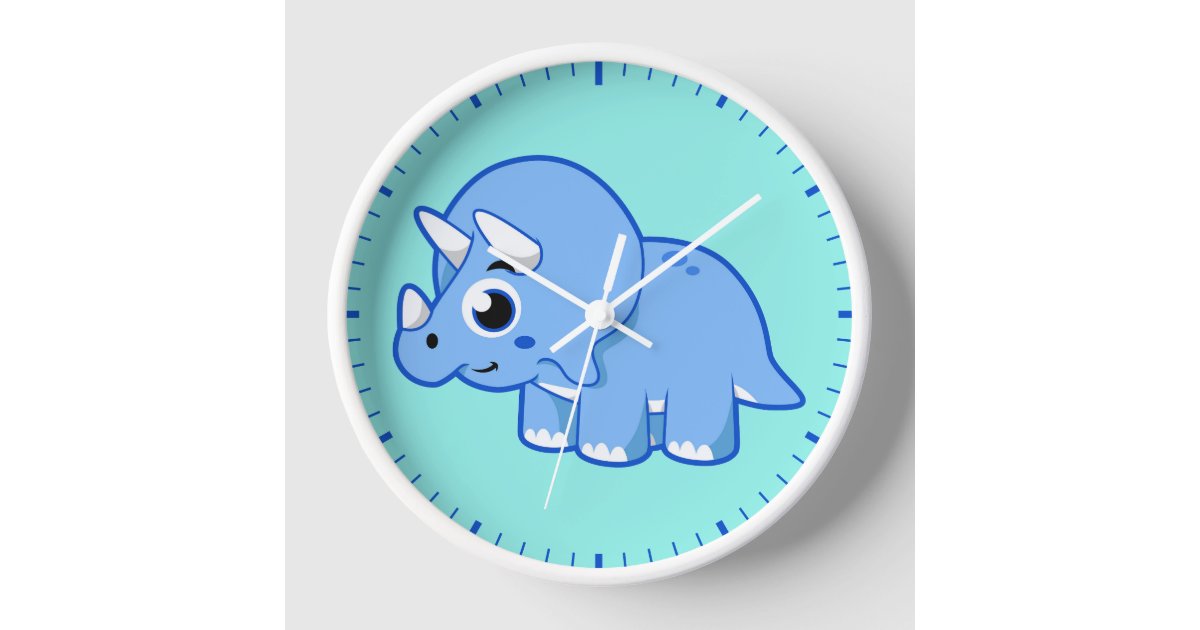 Cute Illustration Of A Triceratops Dinosaur. Clock | Zazzle