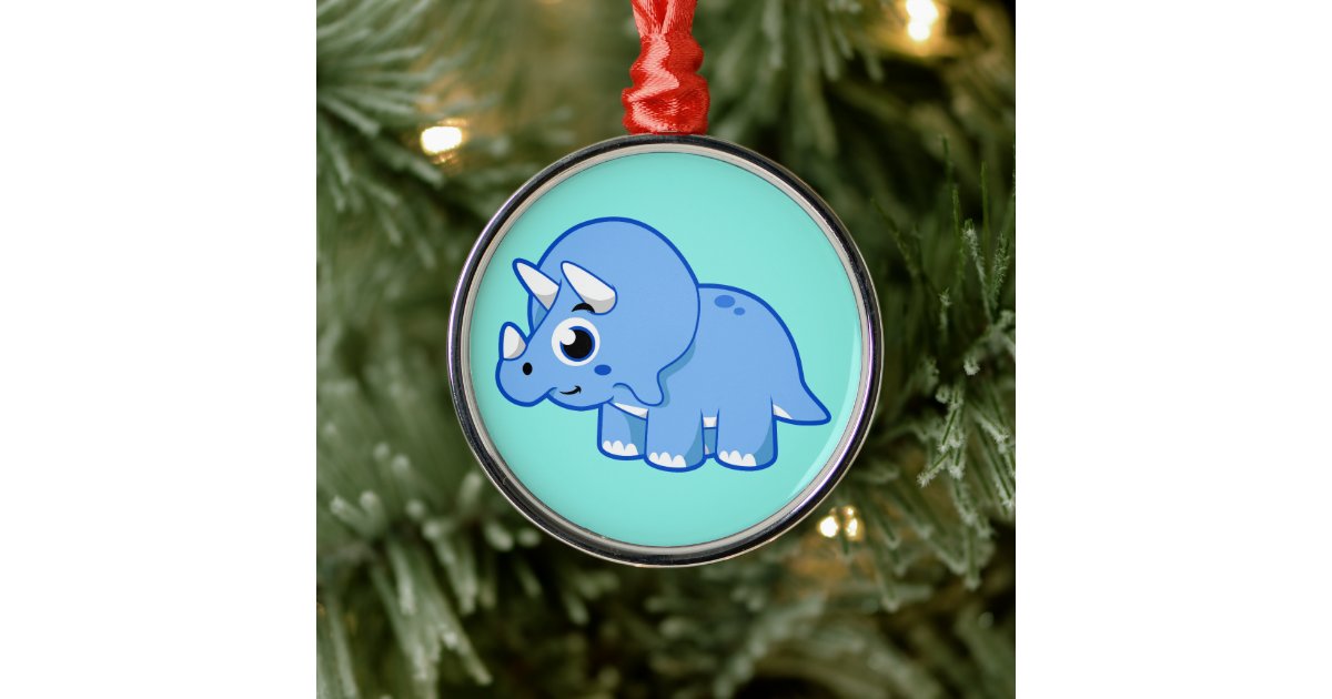 Cute Illustration Of A Triceratops Dinosaur. Metal Ornament | Zazzle