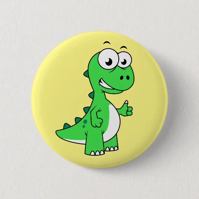 Cute Illustration Of Tyrannosaurus Rex. 2 Button | Zazzle