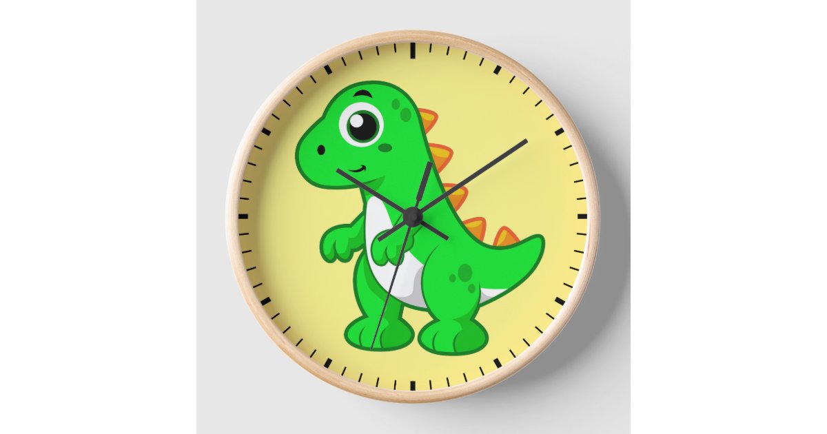 Cute Illustration Of Tyrannosaurus Rex. Clock | Zazzle