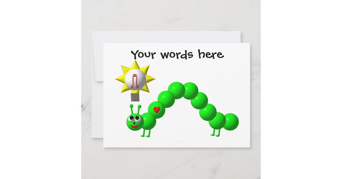 Cute Inchworm with an idea Invitation | Zazzle