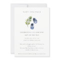 Cute Ink Blue Shoes Foliage Boy Baby Sprinkle Invitation | Zazzle