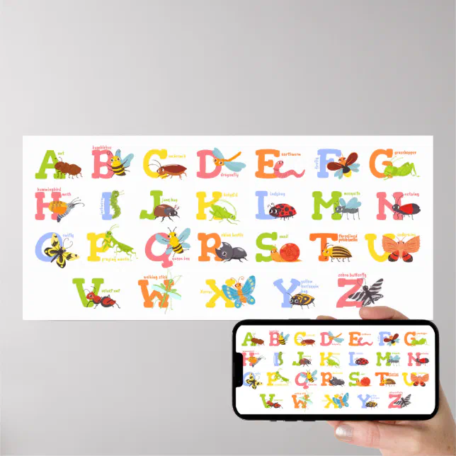 Cute Insect Alphabet Poster | Zazzle
