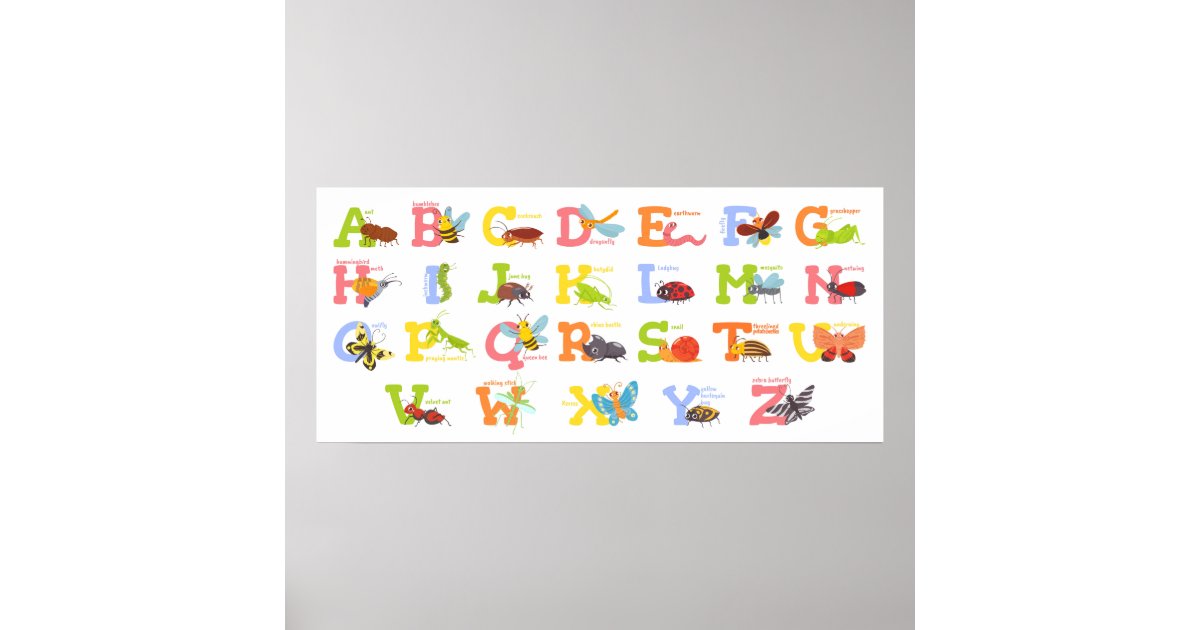 Cute Insect Alphabet Poster | Zazzle