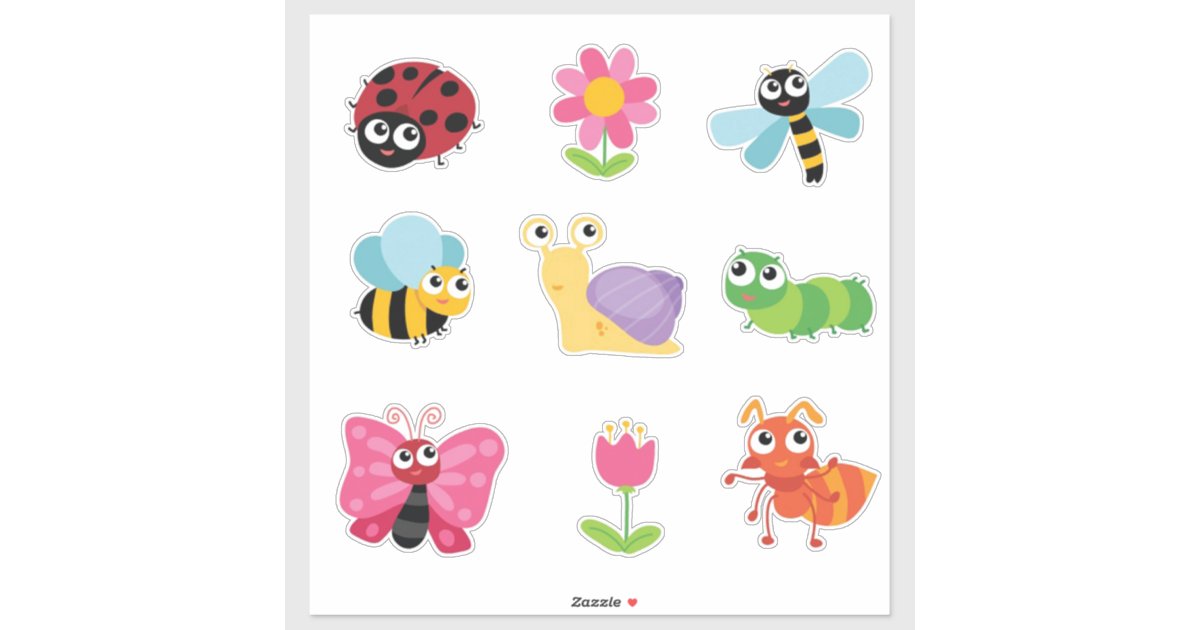 Cute Insects and Bugs Sticker | Zazzle