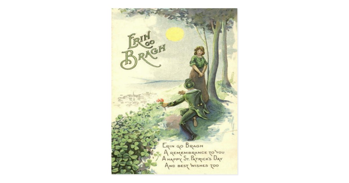 Cute Irish Couple Shamrock Sun Postcard | Zazzle.com
