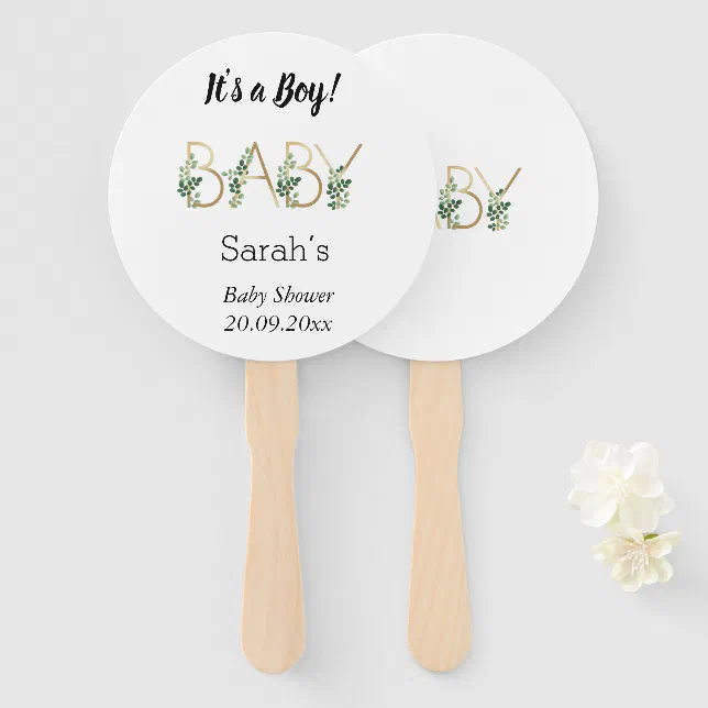 Cute It’s a Boy Baby Shower Personalised Hand Fan | Zazzle
