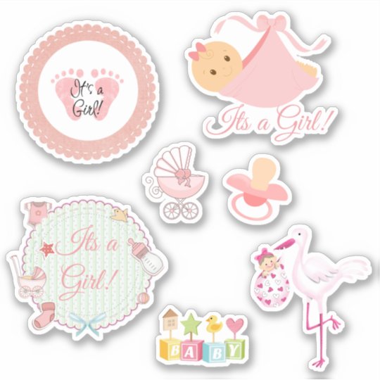 Cute Its a Girl Pink Baby Stickers | Zazzle.com