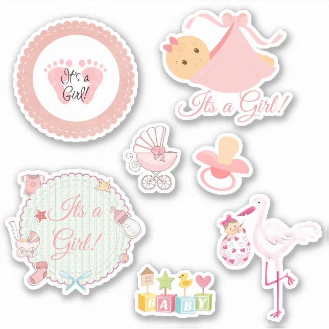 Cute Its a Girl Pink Baby Stickers | Zazzle