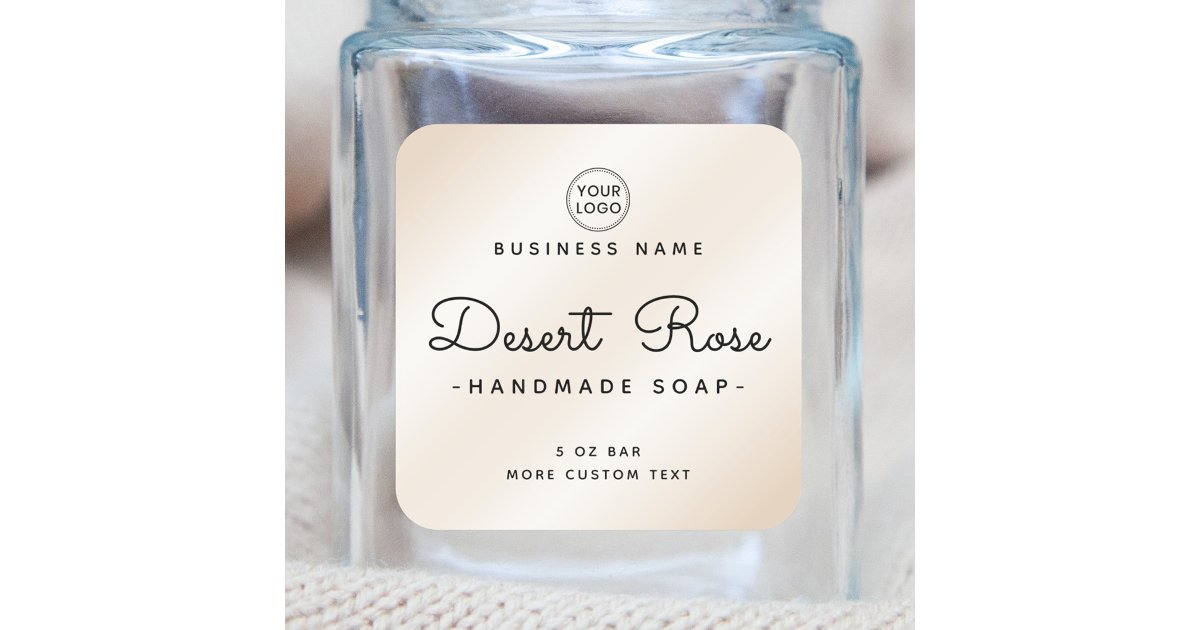 Cute ivory satin add logo square product labels | Zazzle