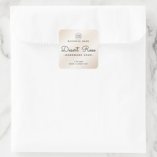 Cute ivory satin add logo square product labels | Zazzle