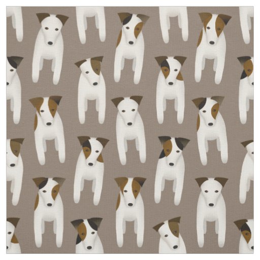 cute Jack Russell Terriers dog pattern Fabric | Zazzle