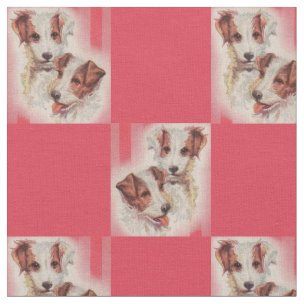cute Jack Russell Terriers dog pattern Fabric | Zazzle