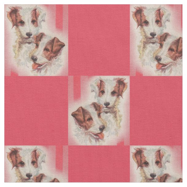 cute Jack Russell Terriers dog pattern Fabric | Zazzle